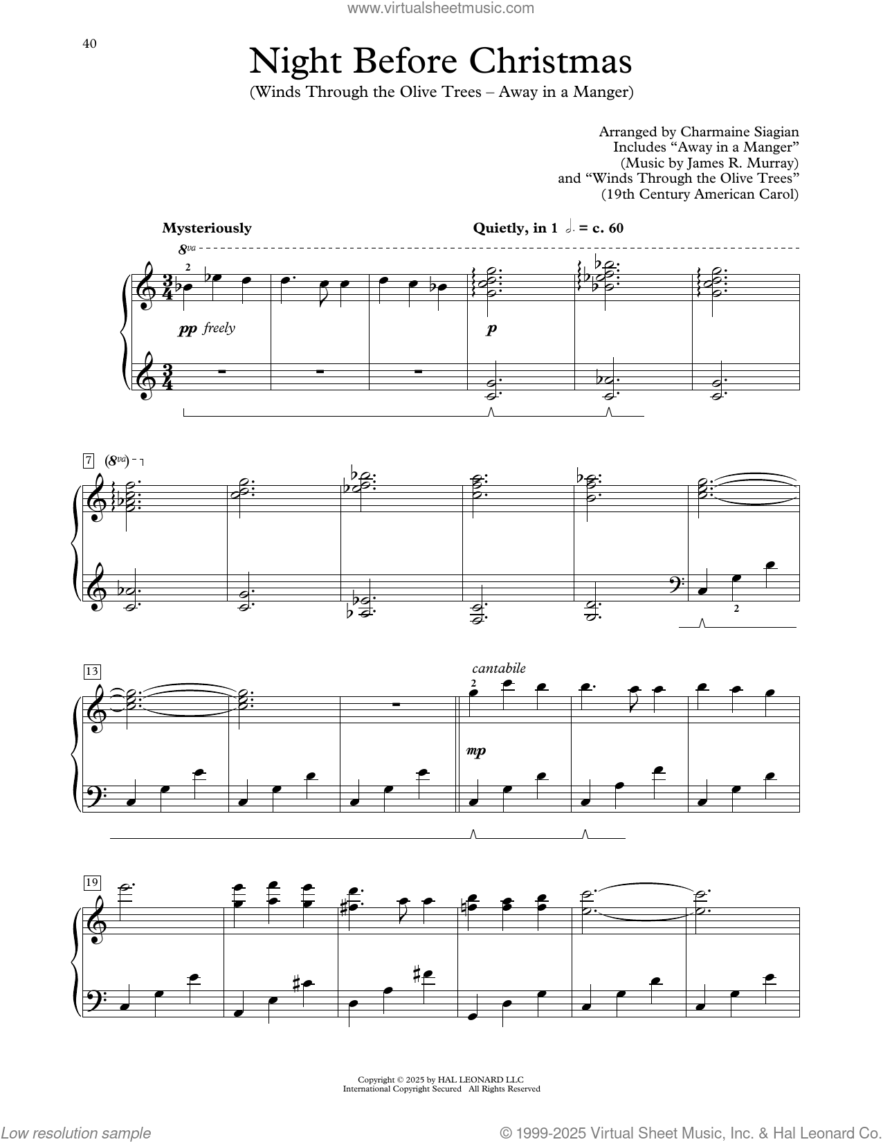 Night Before Christmas sheet music for piano solo (elementary)