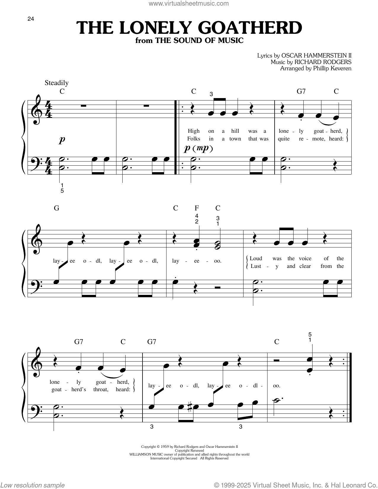 The Lonely Goatherd (from The Sound Of Music) sheet music for piano ...