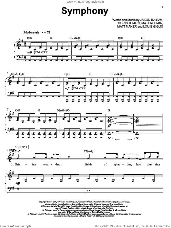Chris Tomlin: Symphony sheet music for voice, piano or guitar