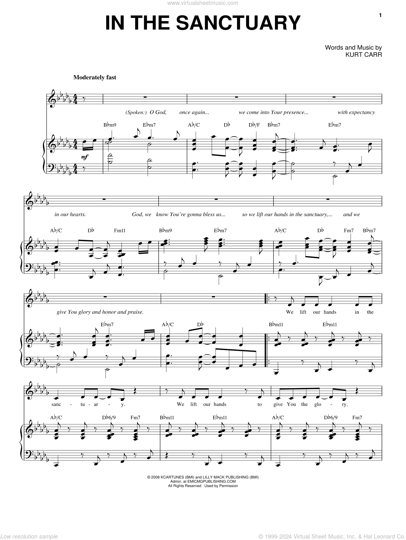 In The Sanctuary sheet music for voice and piano (PDF)