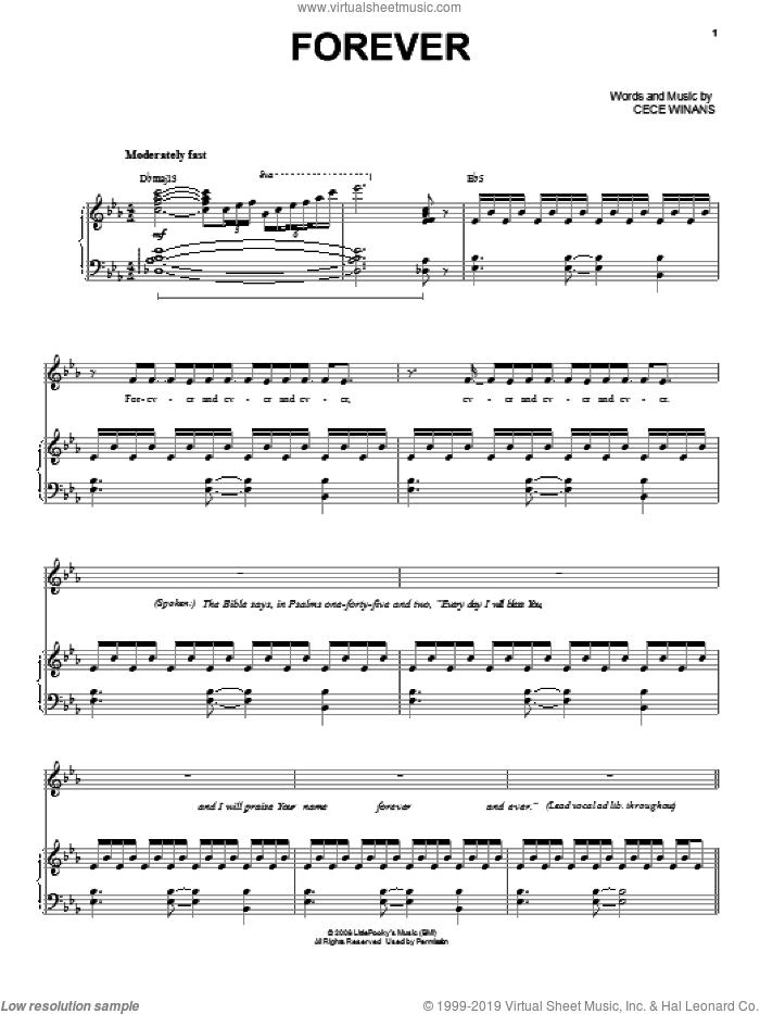 Forever sheet music for voice and piano (PDF-interactive)