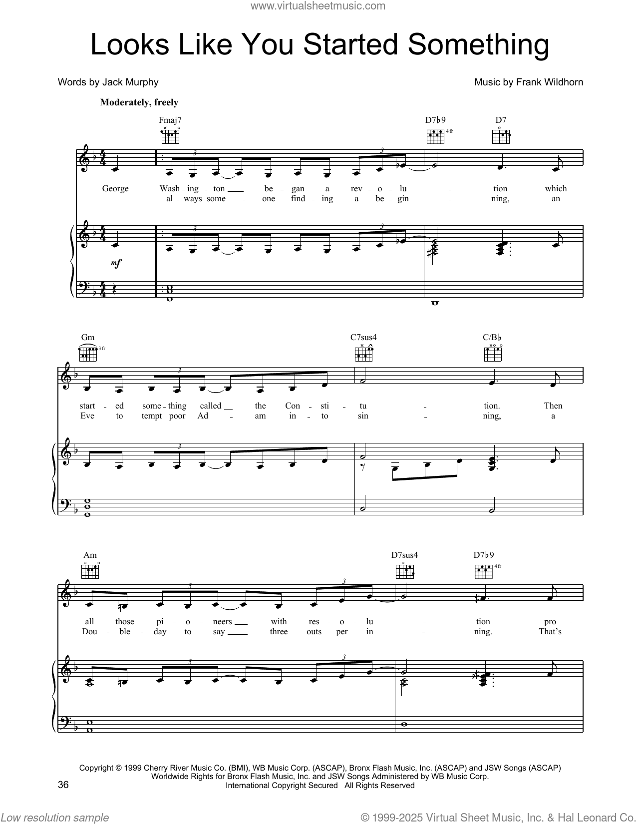 Looks Like You Started Something sheet music for voice, piano or guitar
