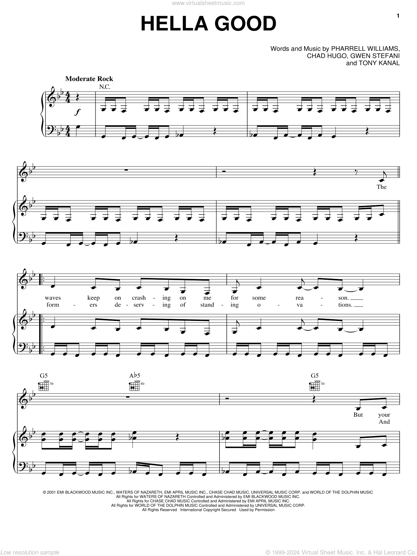 Hella Good sheet music for voice, piano or guitar (PDF)