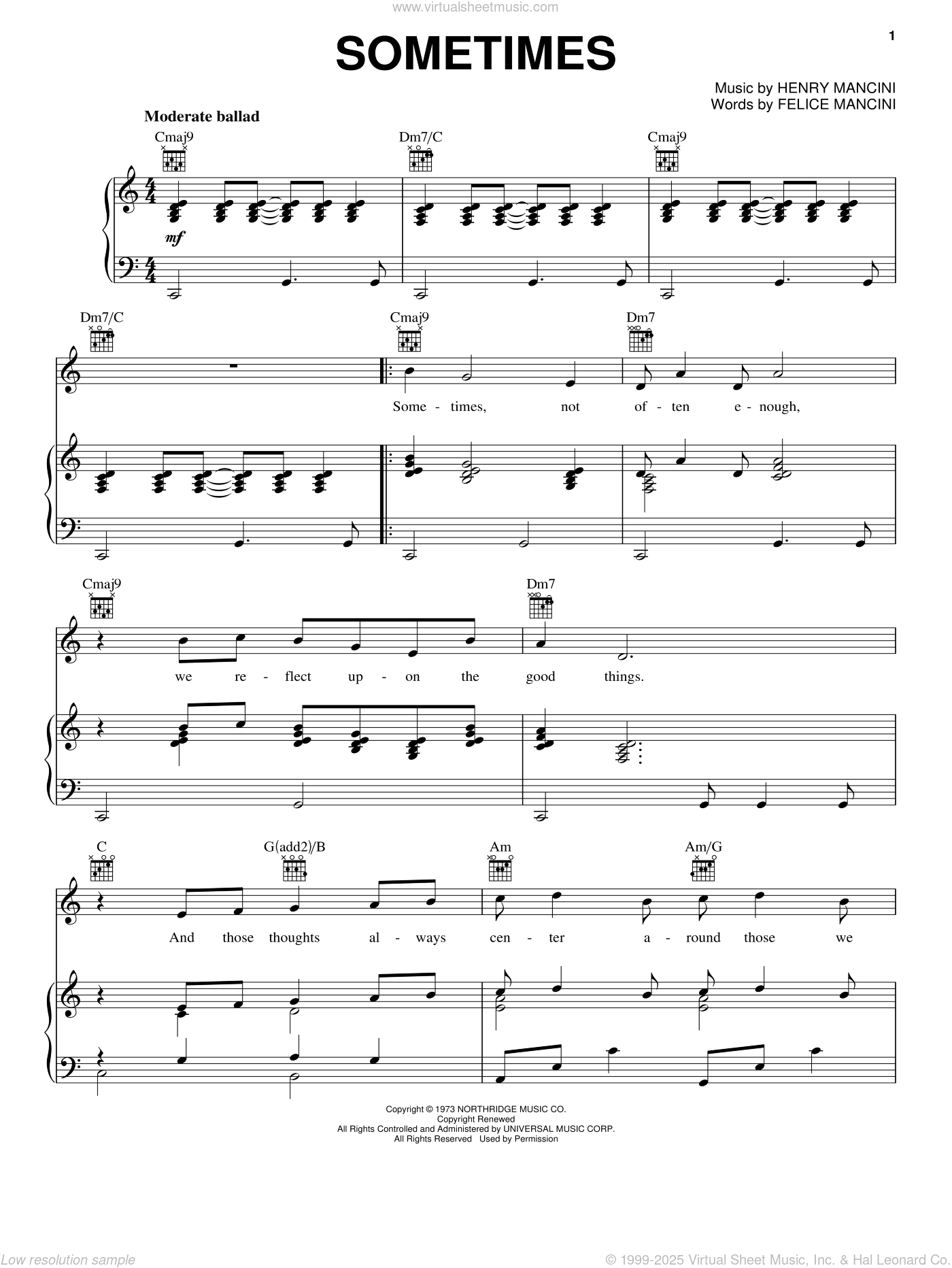 Sometimes sheet music for voice, piano or guitar v2