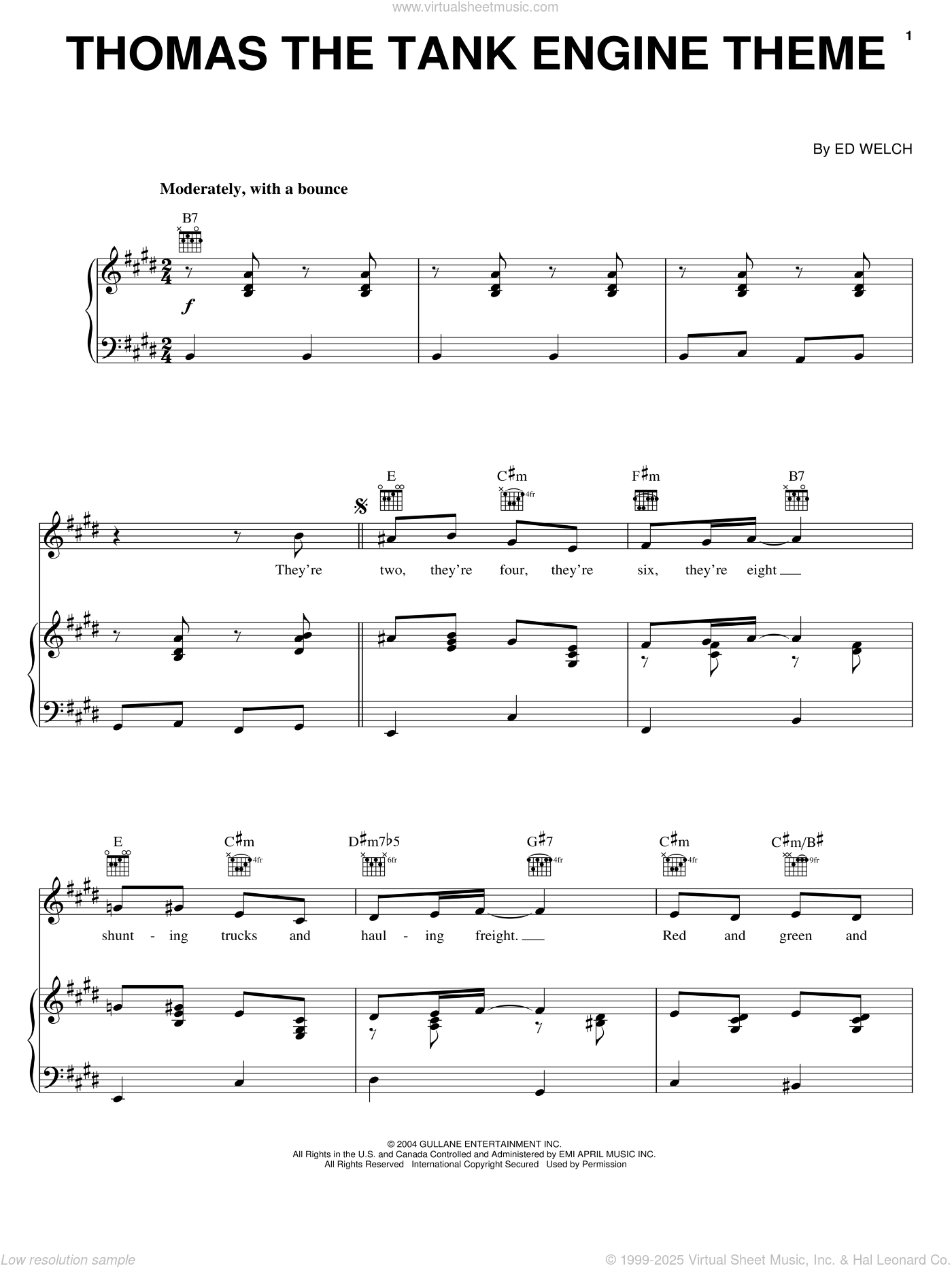 Thomas The Tank Engine (Main Title) sheet music for voice, piano or guitar