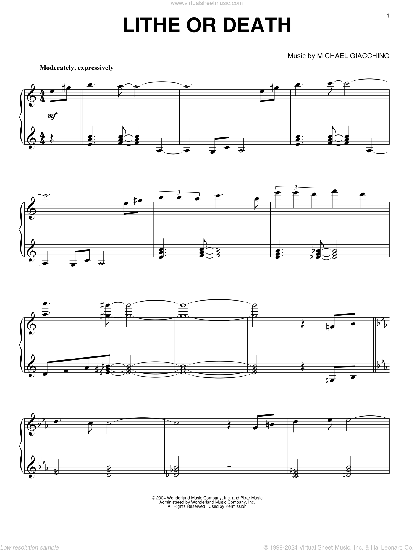 Lithe Or Death sheet music for piano solo (PDF-interactive)