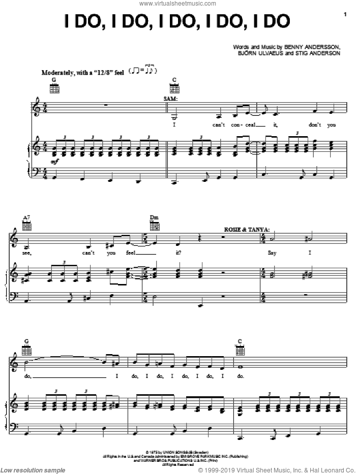 I Do, I Do, I Do, I Do, I Do sheet music for voice, piano or guitar