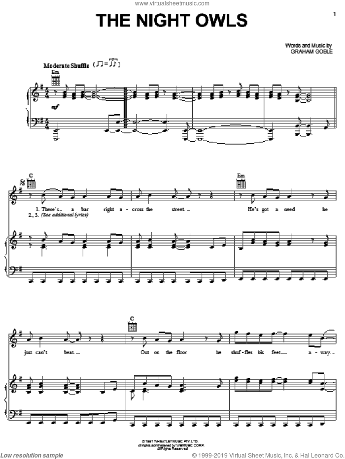 The Night Owls sheet music for voice, piano or guitar (PDF)