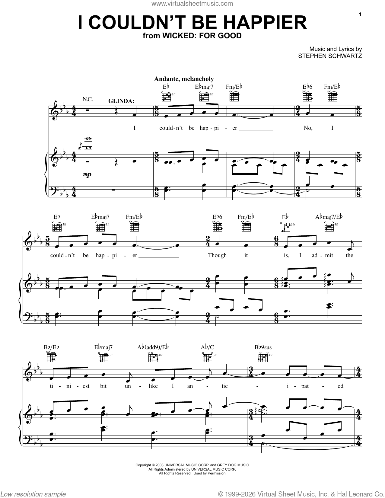 I Couldn't Be Happier (from Wicked: For Good) sheet music for voice ...