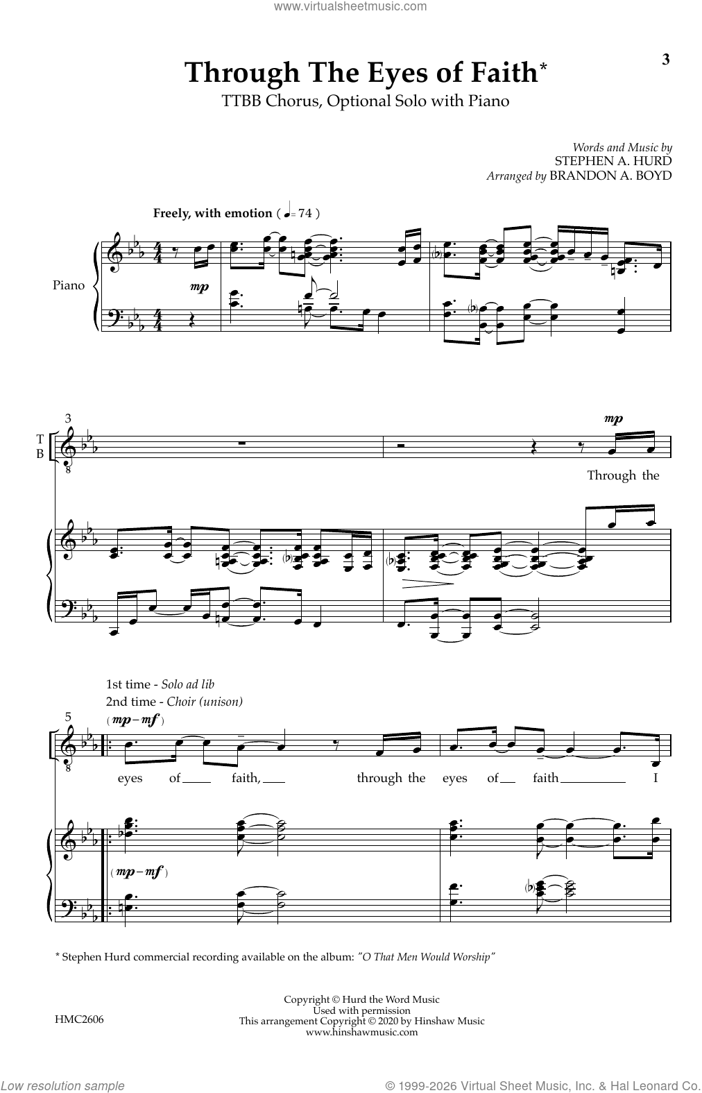 Through The Eyes Of Faith sheet music for choir (TTBB: tenor, bass)