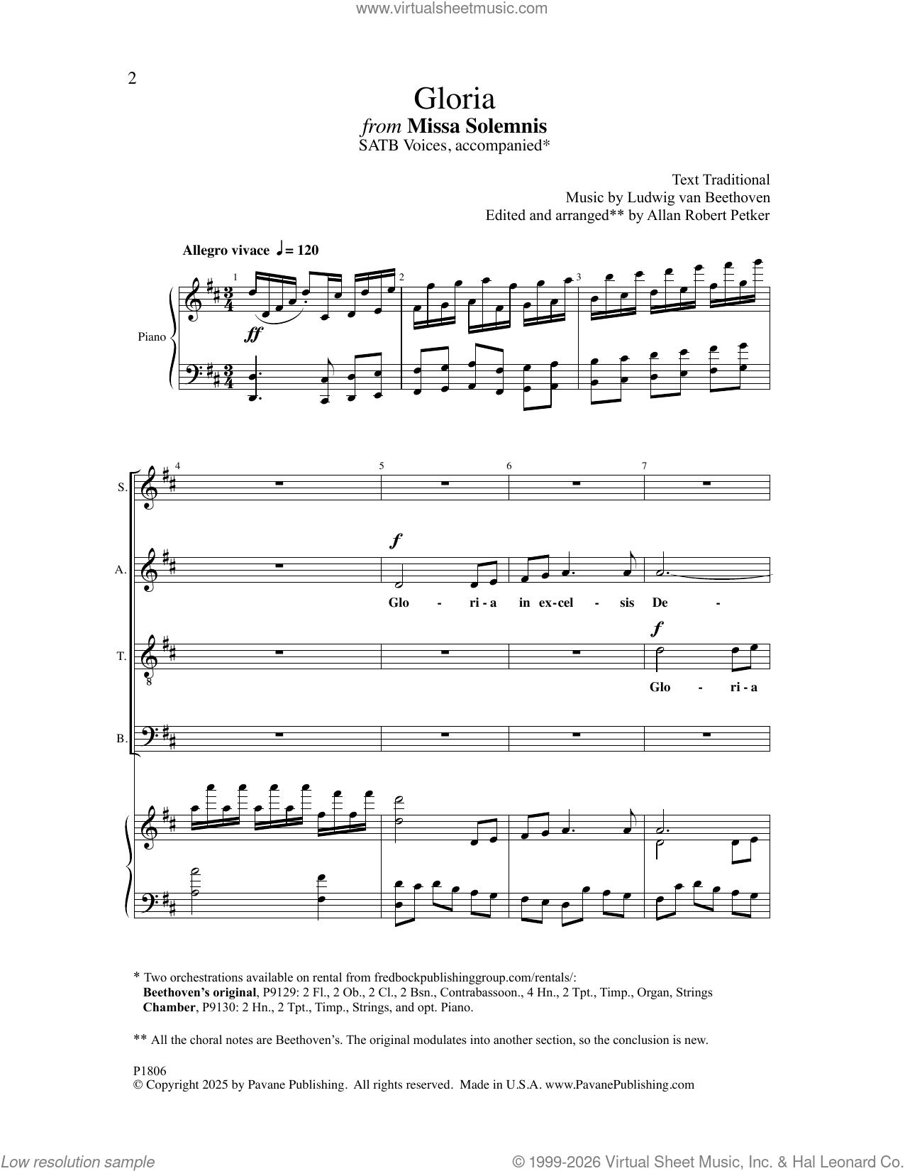 Gloria from Missa Solemnis (arr. Allan Robert Petker) sheet music for ...