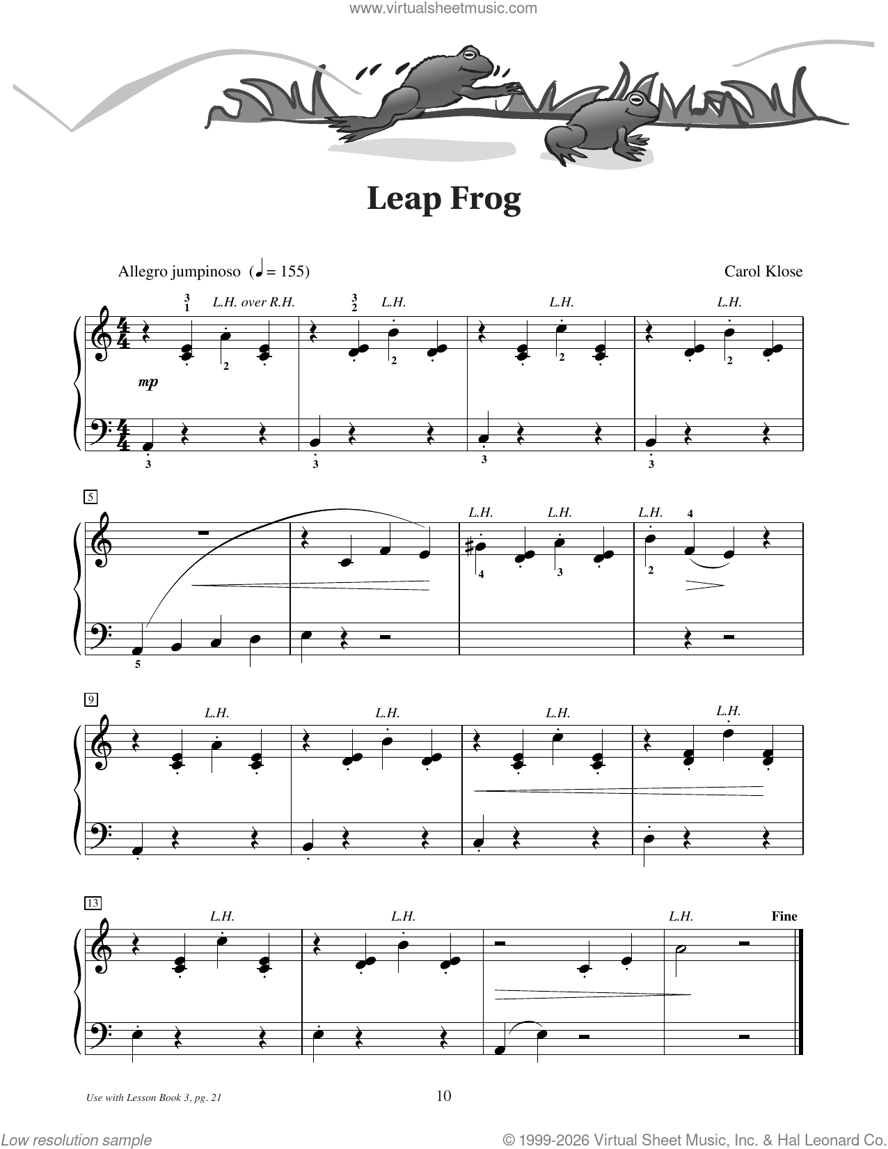 Leap Frog sheet music for piano solo (elementary) (PDF)
