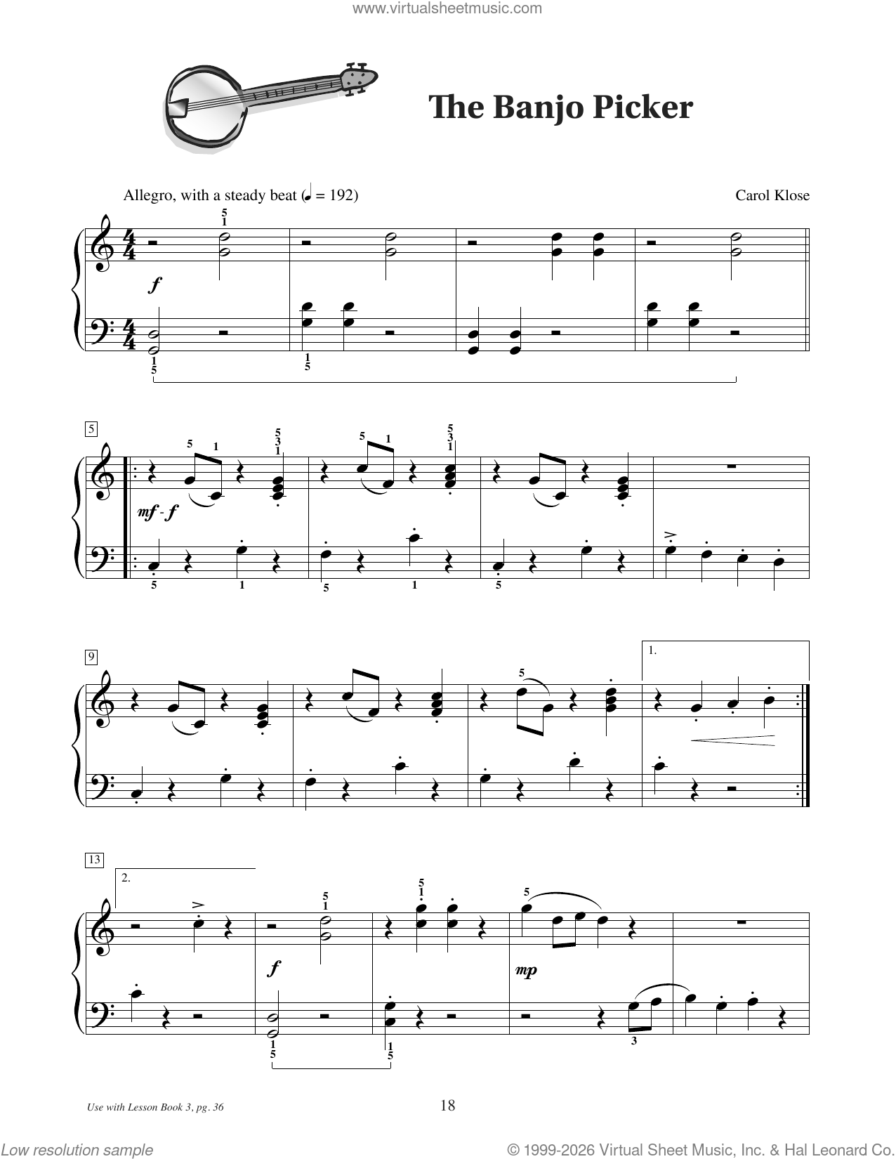 The Banjo Picker sheet music for piano solo (elementary) (PDF)