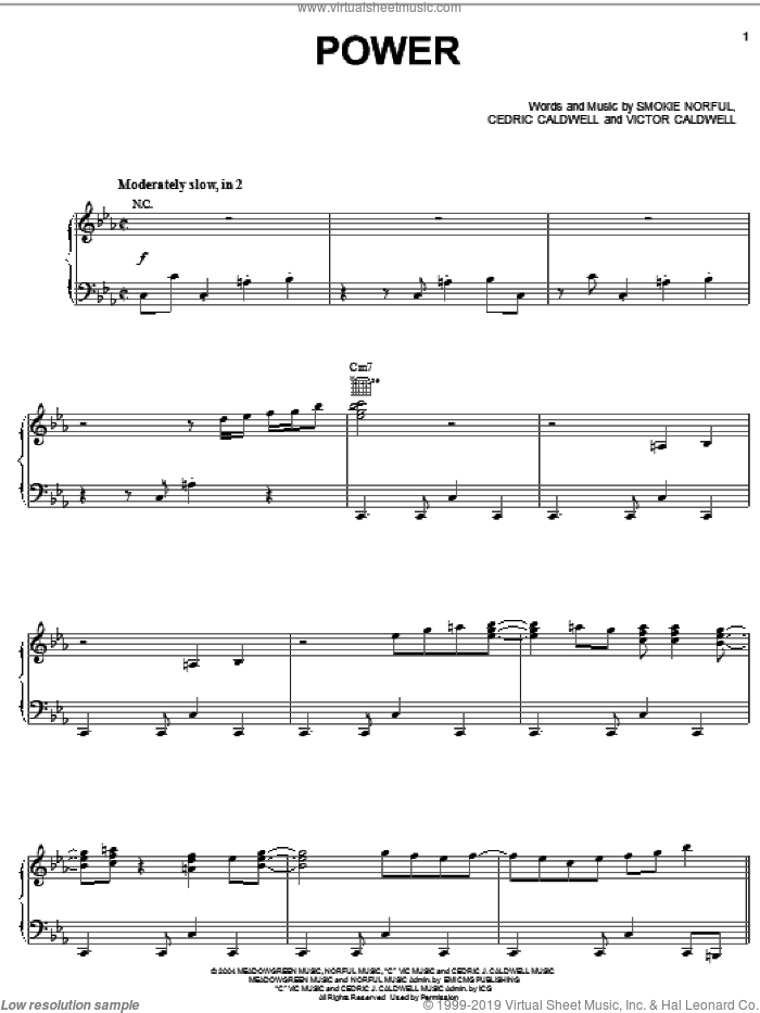 Smokie Norful: Power sheet music for voice, piano or guitar (PDF)