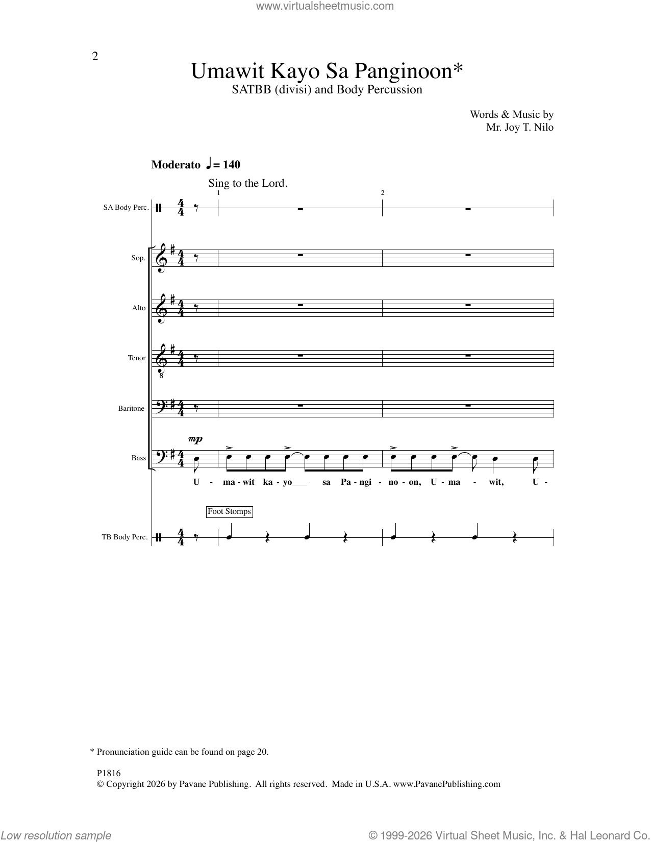 Umawit Kayo Sa Panginoon sheet music for choir (SATB: soprano, alto ...