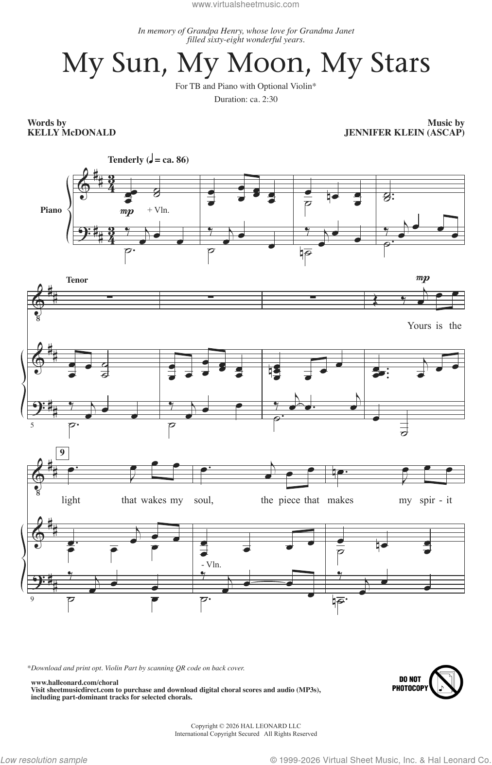 My Sun, My Moon, My Stars sheet music for choir (TB: tenor, bass)