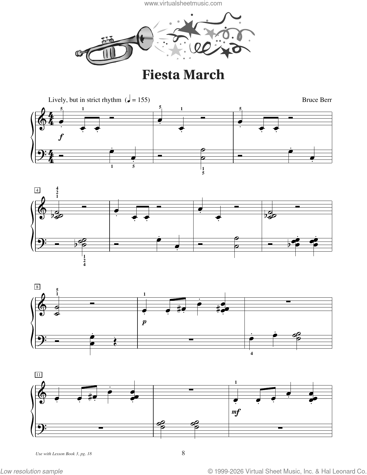 Fiesta March sheet music for piano solo (elementary) (PDF)
