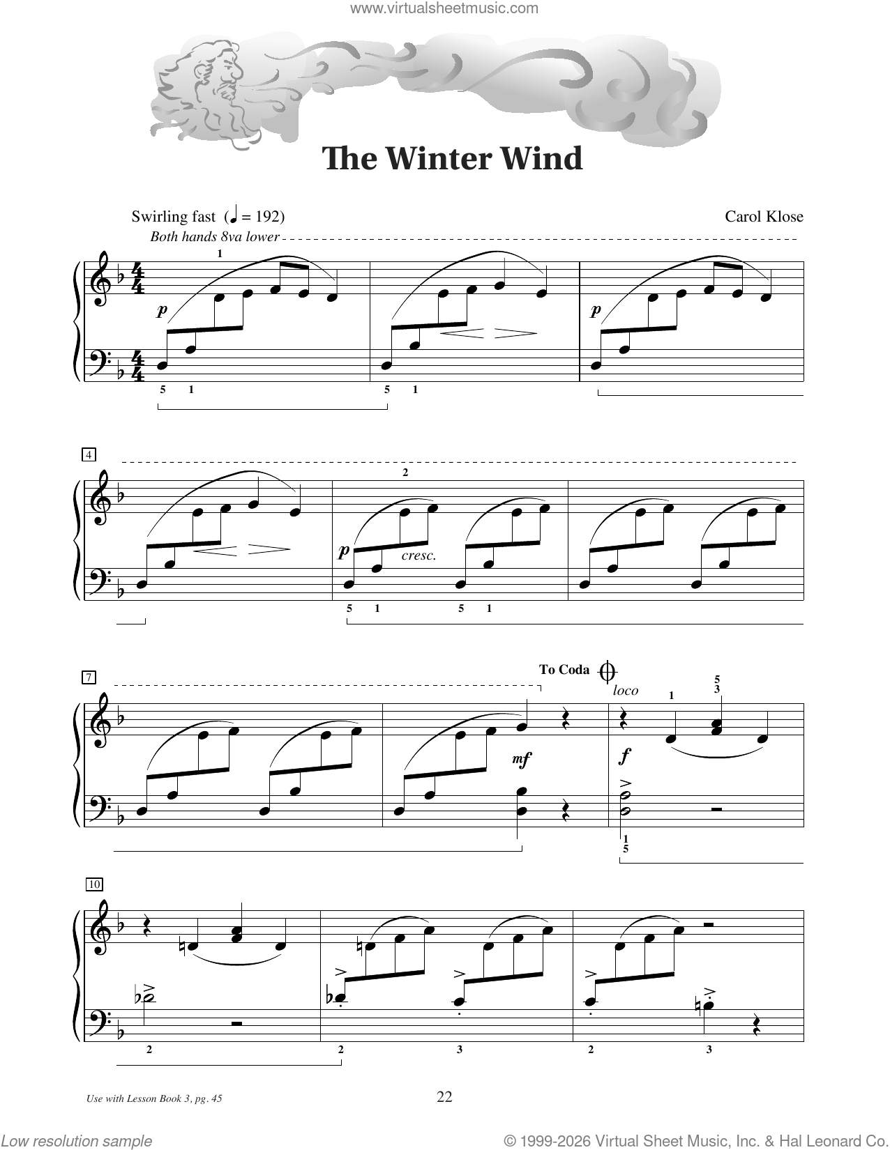 The Winter Wind sheet music for piano solo (elementary) (PDF)