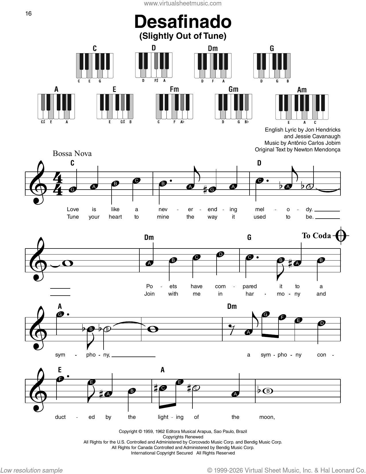 Slightly Out Of Tune (Desafinado) sheet music for piano solo