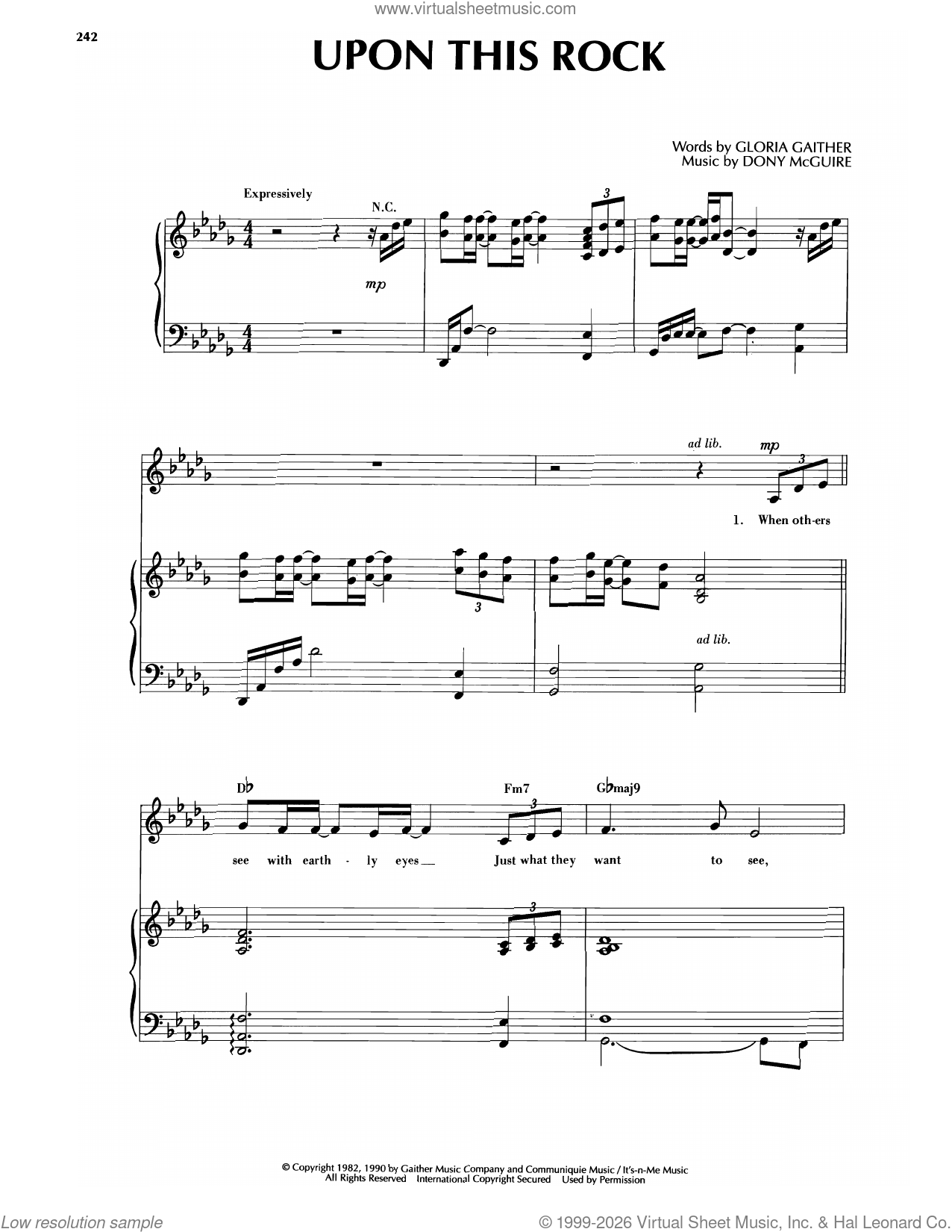 Upon This Rock sheet music for voice and piano (PDF)