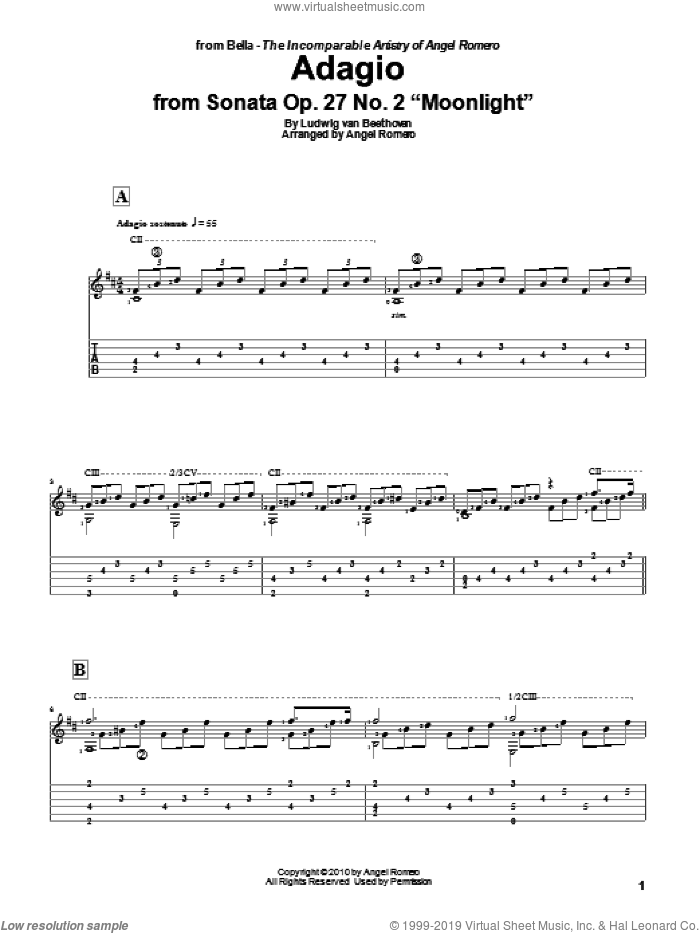 Adagio sheet music for guitar solo (PDF)