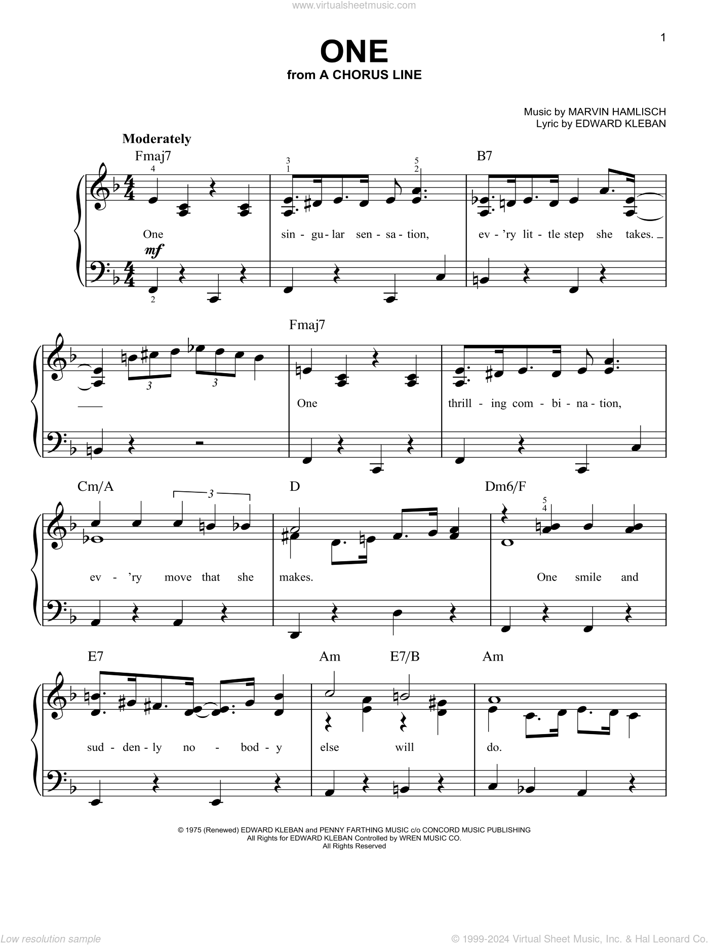 One sheet music (easy) for piano solo (PDF-interactive)