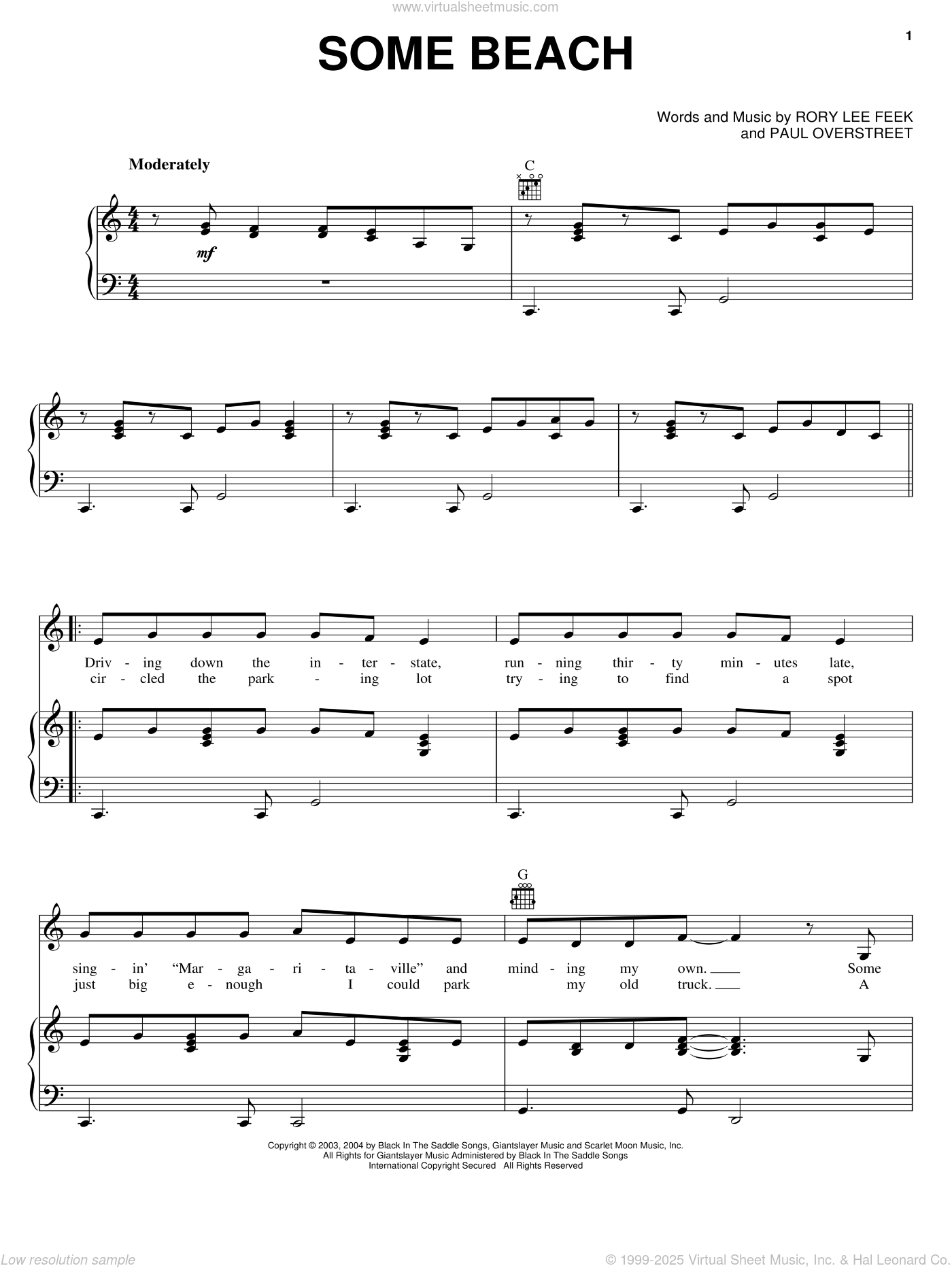 Shelton - Some Beach sheet music for voice, piano or guitar (PDF)