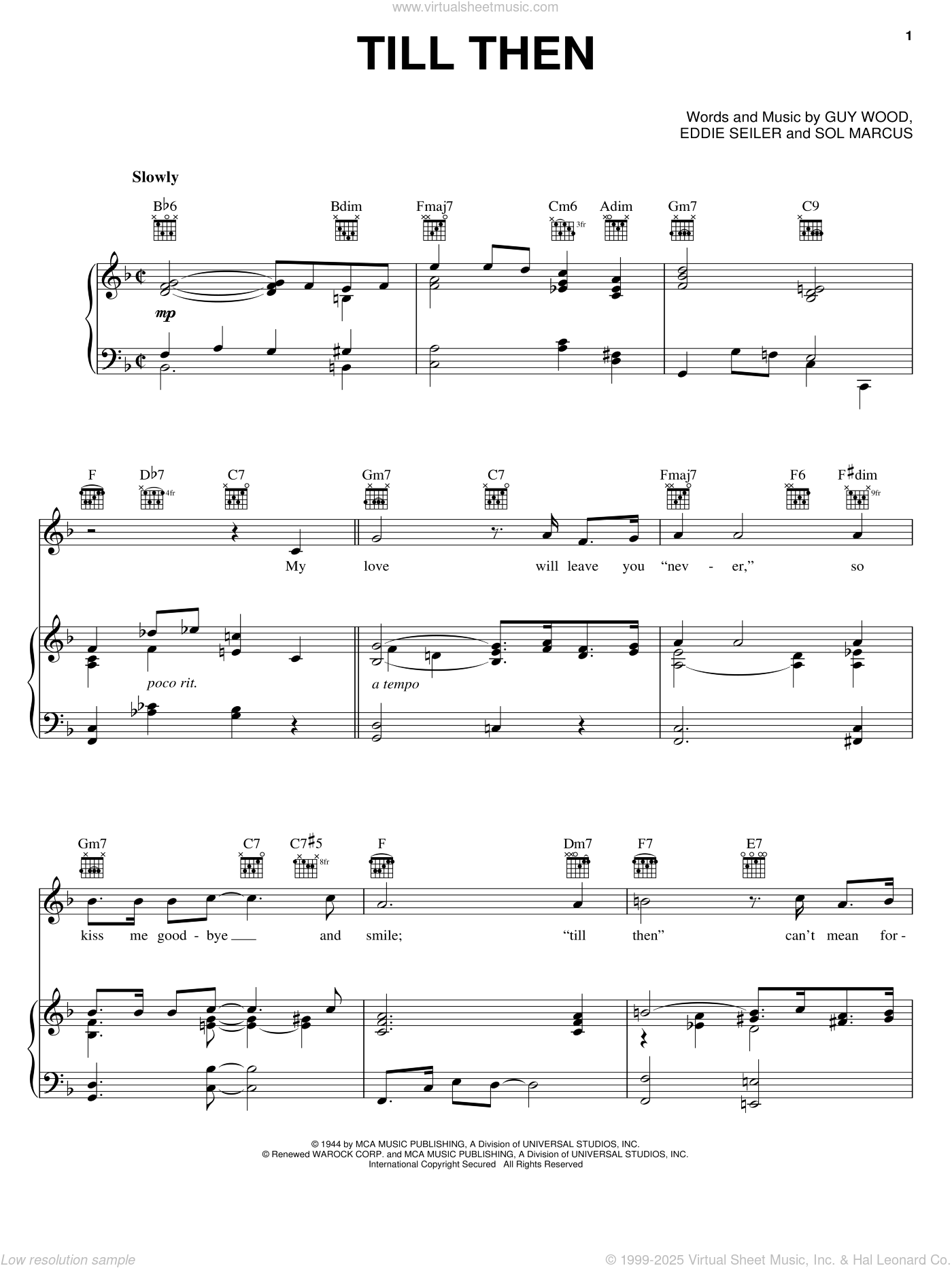 Till Then sheet music for voice, piano or guitar (PDF)