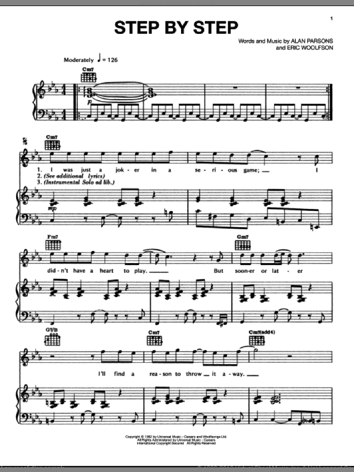 Alan Parsons Project: Step By Step sheet music for voice, piano or guitar