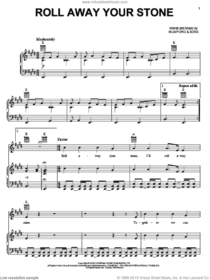 Roll Away Your Stone sheet music for voice, piano or guitar (PDF)