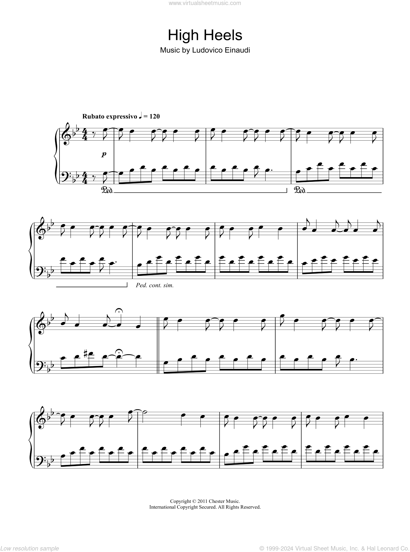 High Heels sheet music for piano solo (PDF)