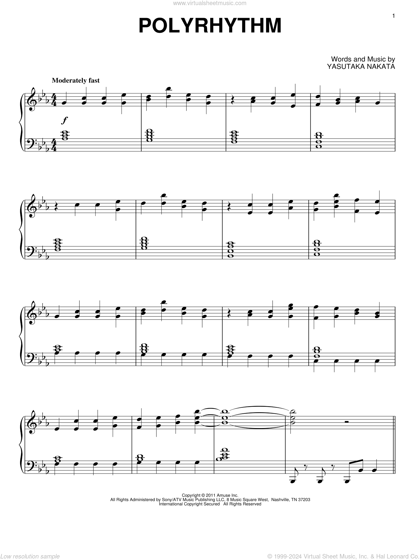 Polyrhythm sheet music for piano solo (PDF-interactive)