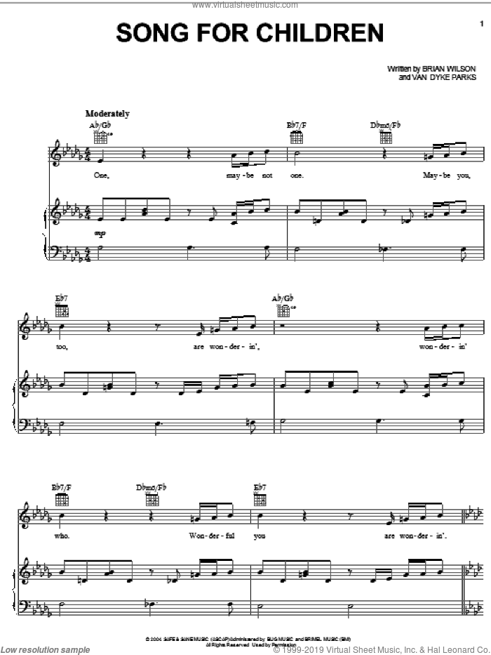 Song For Children sheet music for voice, piano or guitar (PDF)
