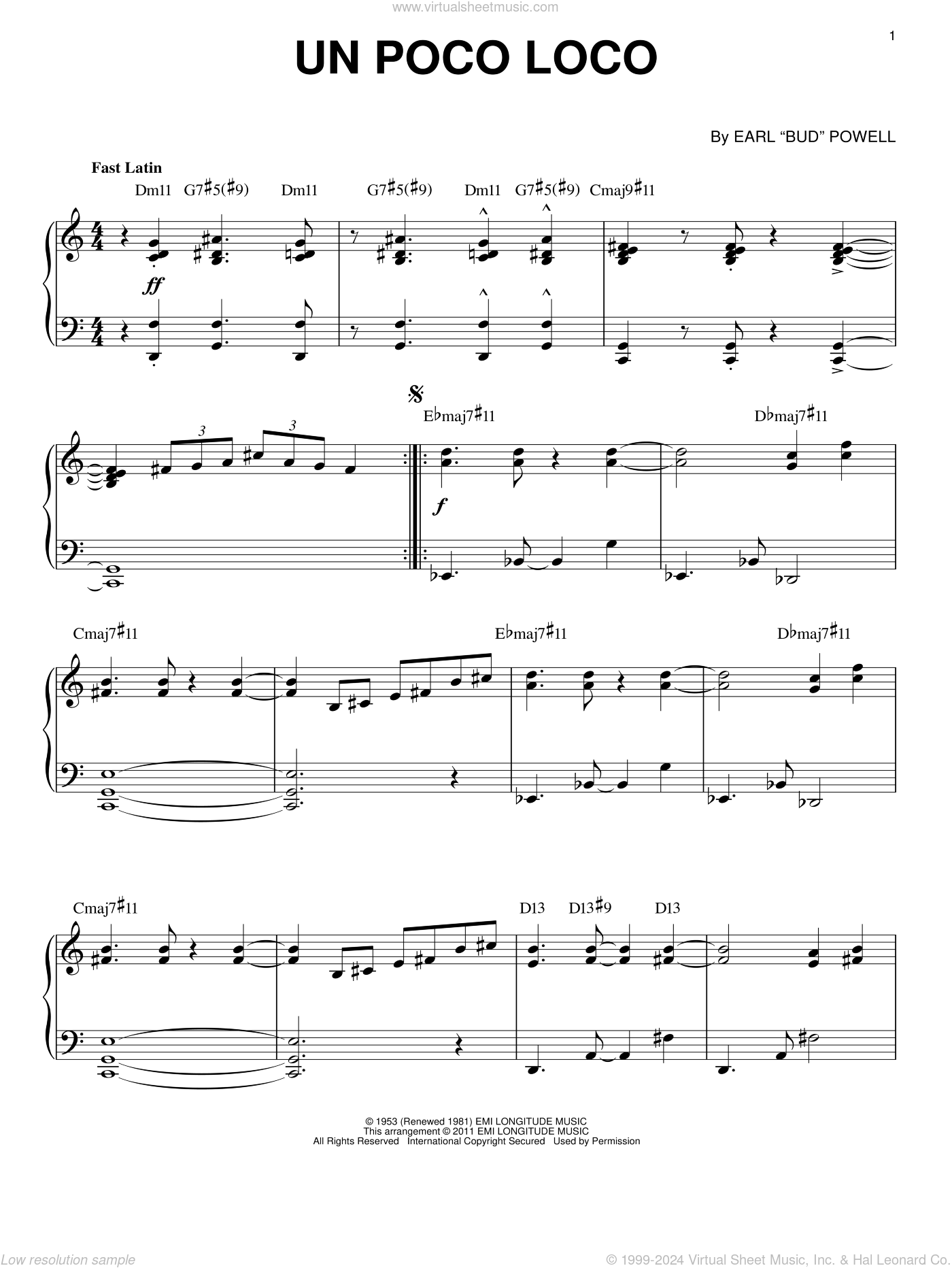 Un Poco Loco (arr. Brent Edstrom) sheet music for piano solo