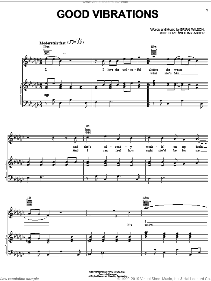 Brian Wilson: Good Vibrations sheet music for voice, piano or guitar