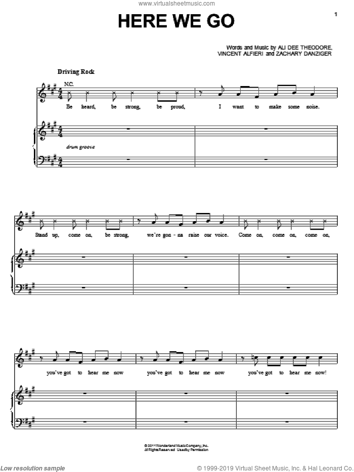 Here We Go sheet music for voice, piano or guitar (PDF)