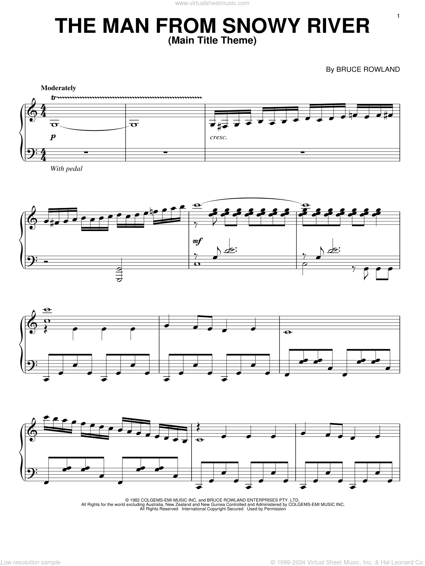 The Man From Snowy River (Main Title Theme), (intermediate) sheet music ...