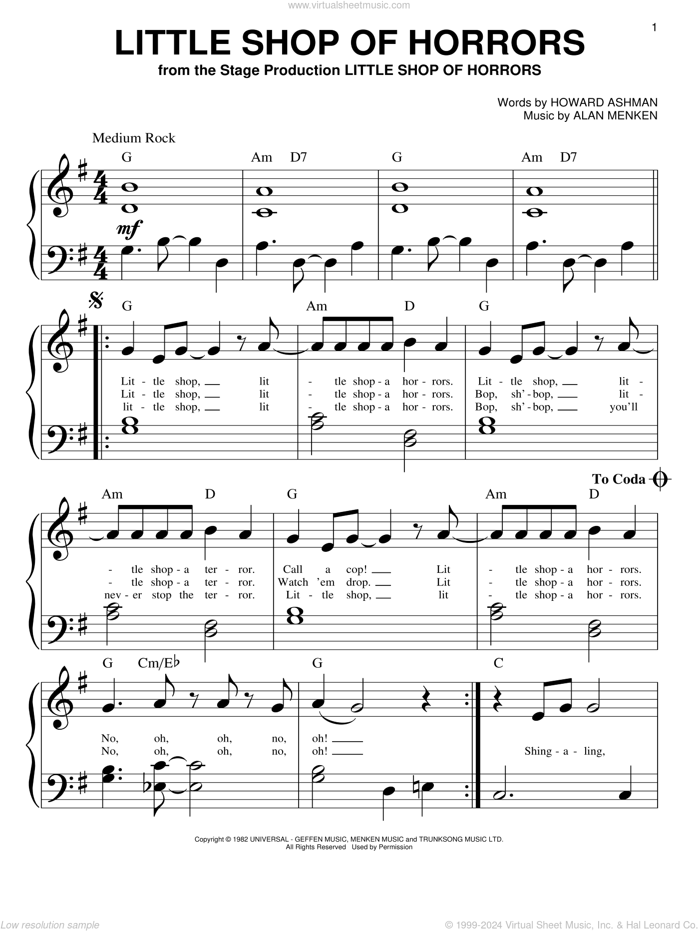 Little Shop Of Horrors (from Little Shop of Horrors) sheet music for ...