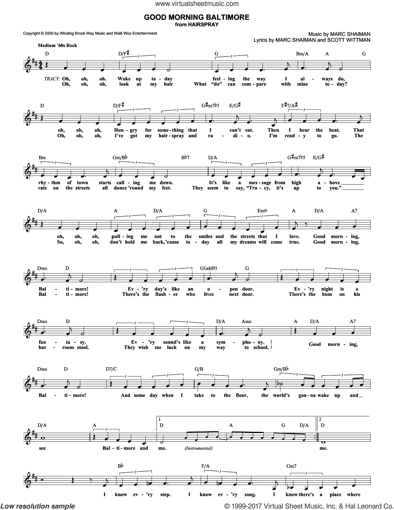Good Morning Baltimore sheet music (fake book) (PDF-interactive)