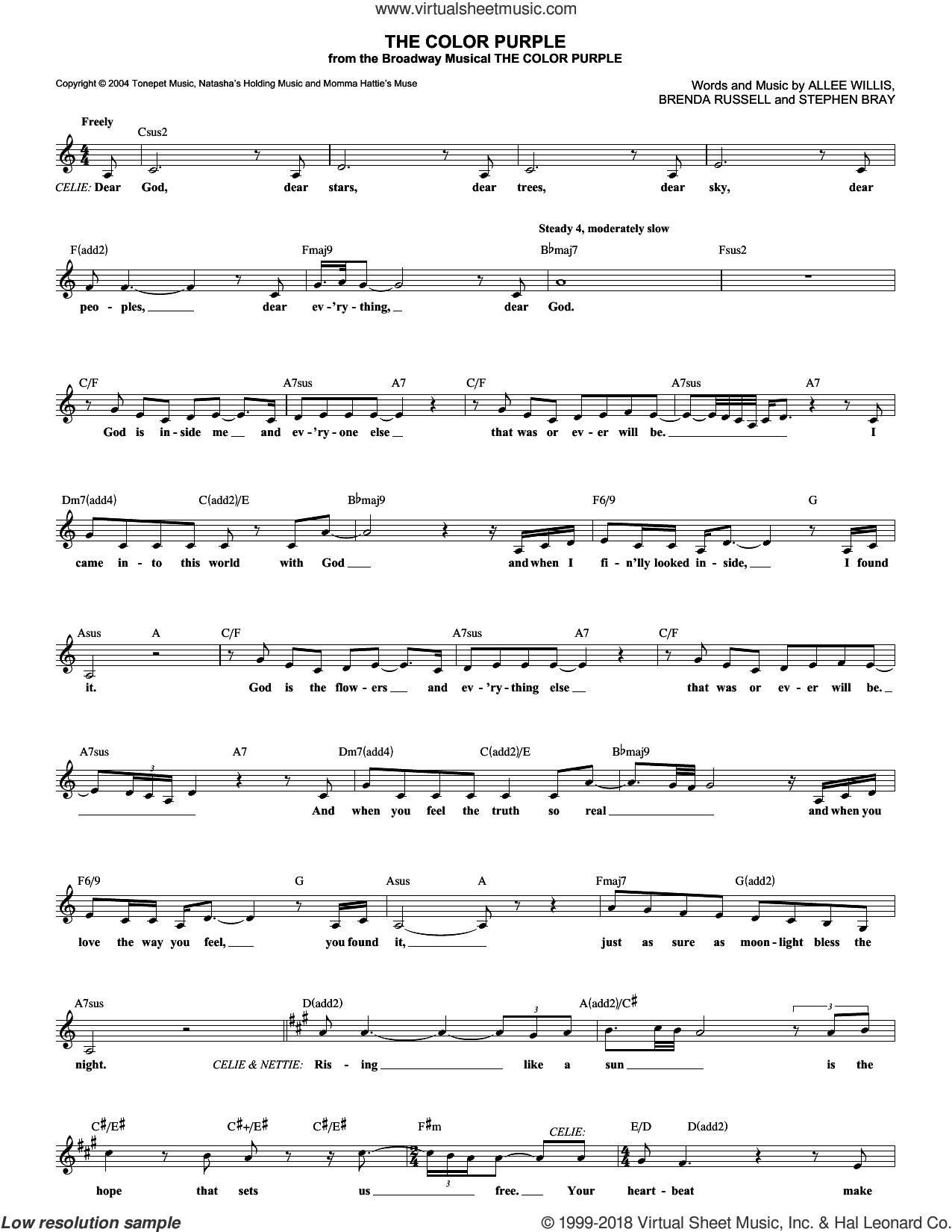 The Color Purple sheet music (fake book) (PDF-interactive)