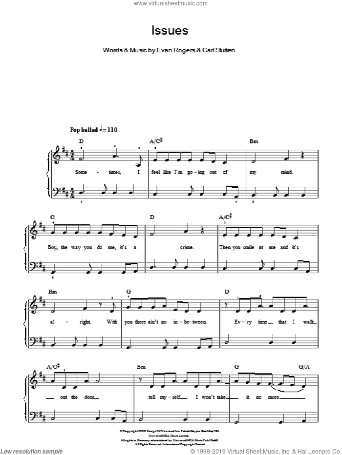 Issues sheet music (easy) for piano solo (PDF-interactive)