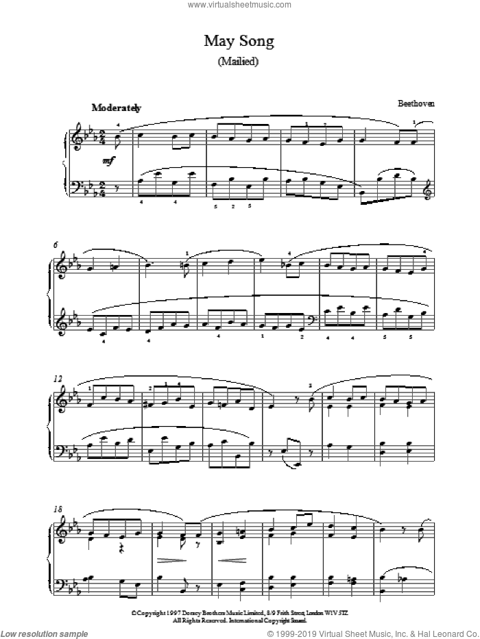 May Song 2 sheet music for piano solo (PDF)