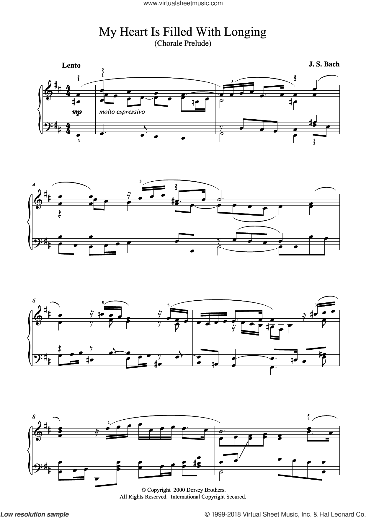 My Heart Is Filled With Longing sheet music for piano solo (PDF)