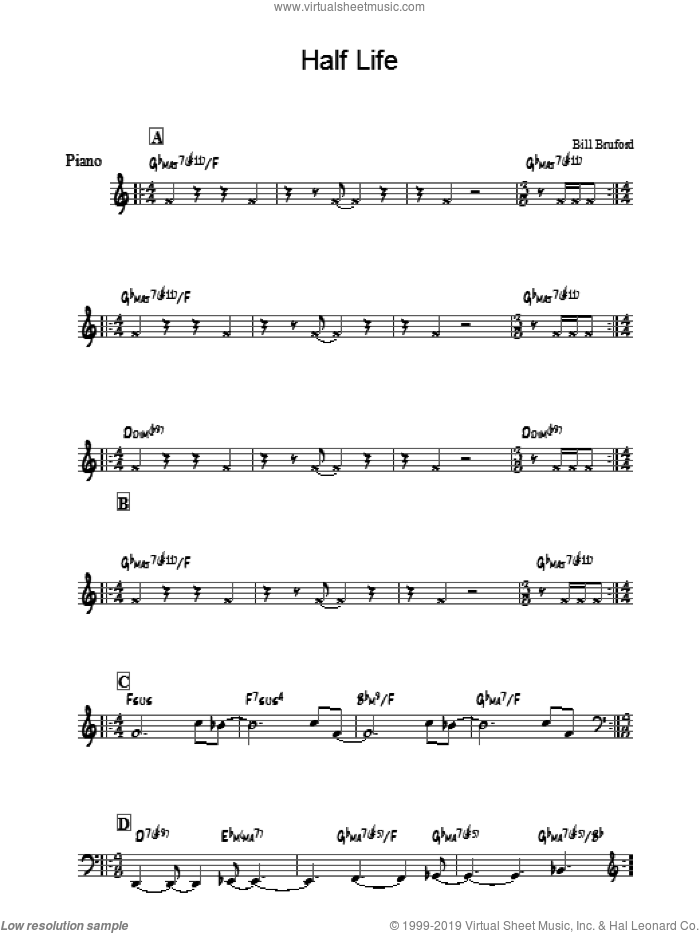 Half Life sheet music for piano solo (PDF)