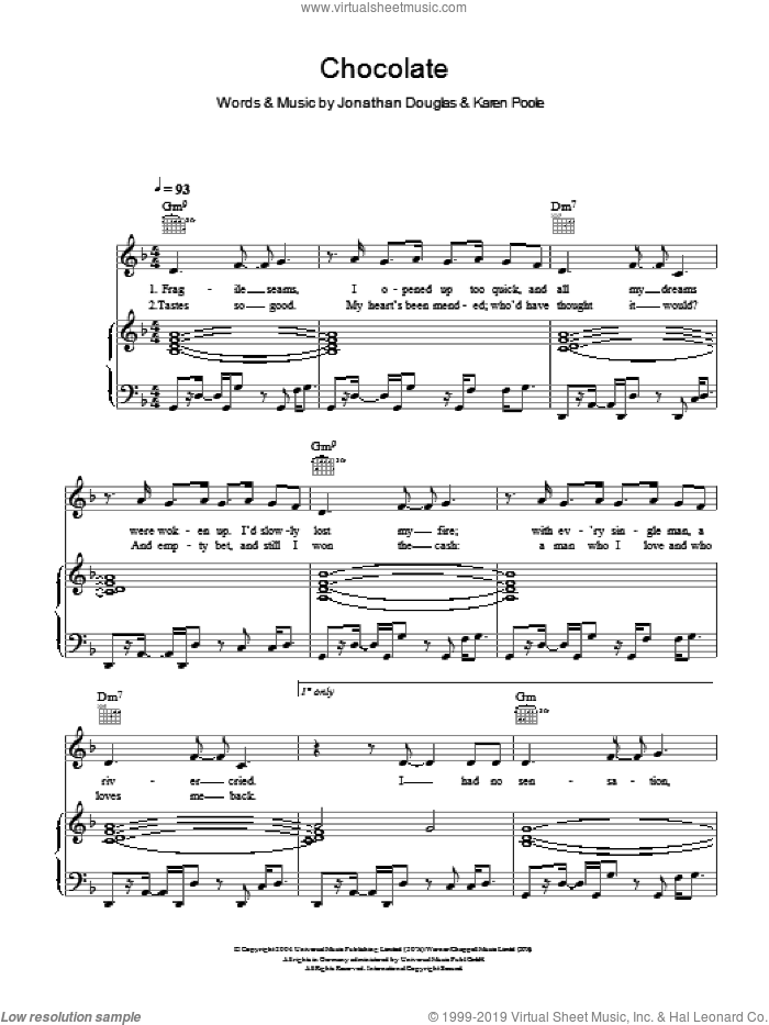 Kylie Minogue: Chocolate sheet music for voice, piano or guitar