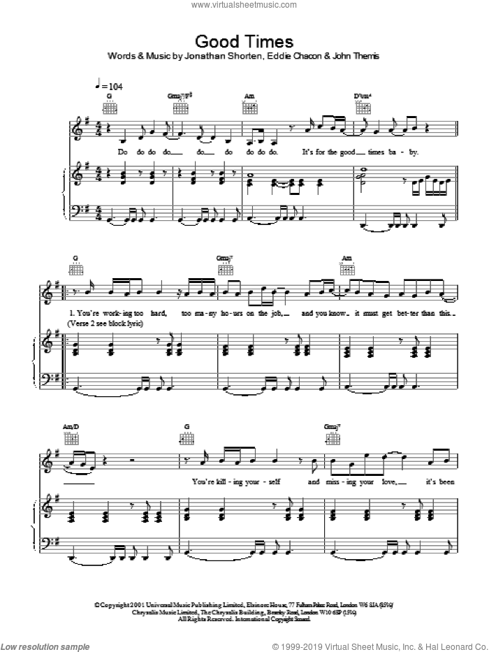 S Club 7: Good Times sheet music for voice, piano or guitar (PDF)