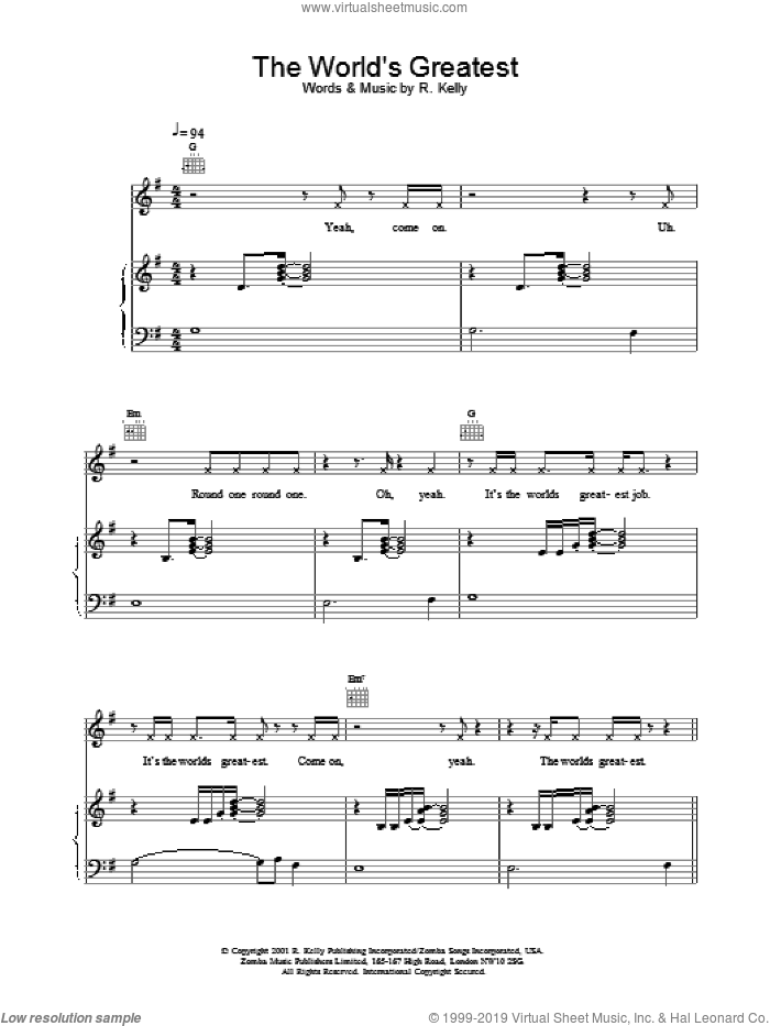 The World's Greatest sheet music for voice, piano or guitar (PDF)