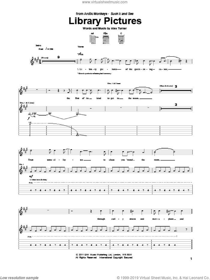 Library Pictures sheet music for guitar (tablature) (PDF)