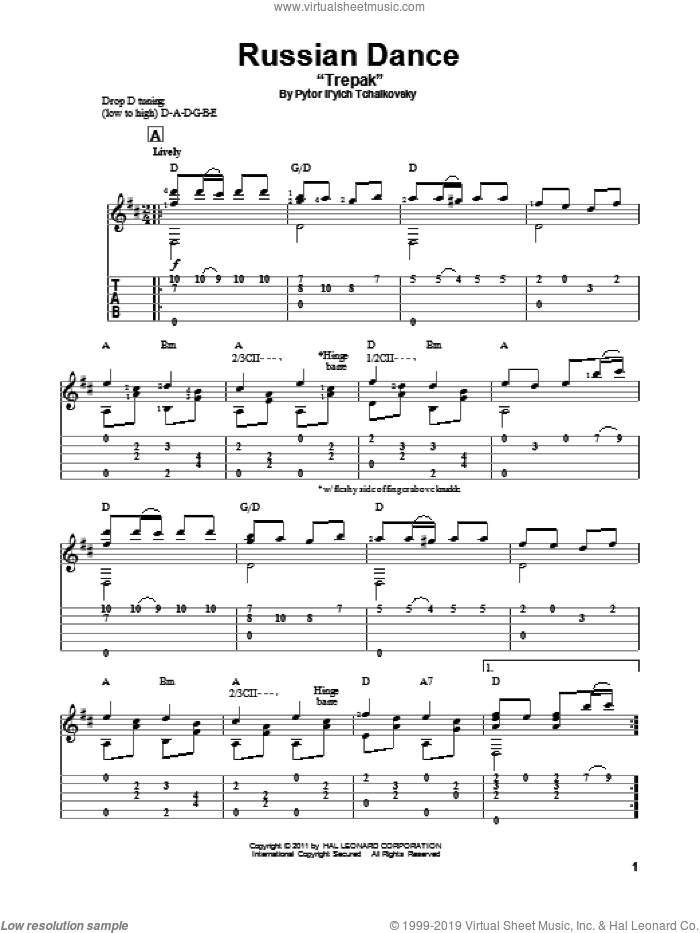 Russian Dance (Trepak) (from The Nutcracker) sheet music for guitar solo