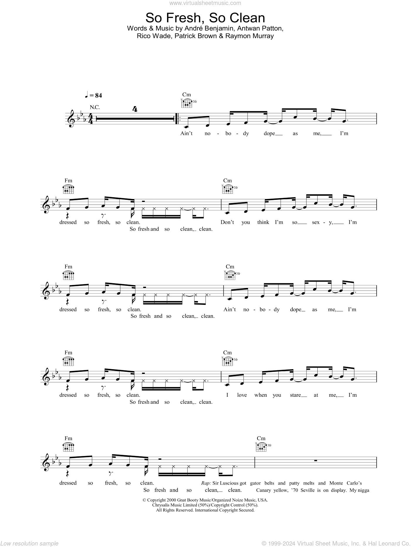 So Fresh, So Clean sheet music (fake book) (PDF)